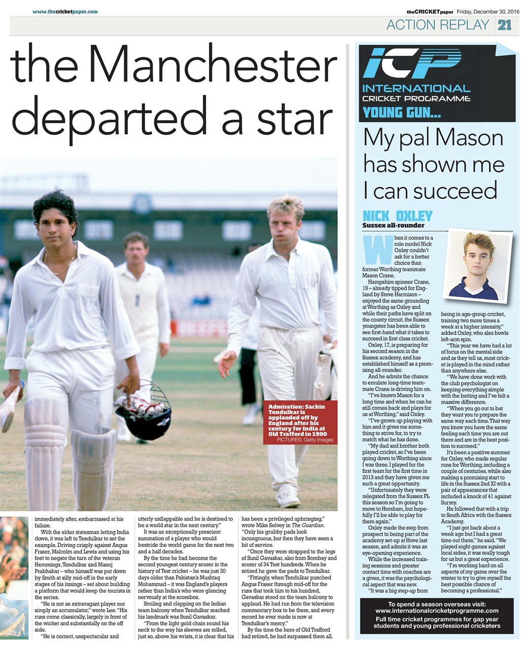 The Cricket Paper Magazine - 30th December 2016 Back Issue