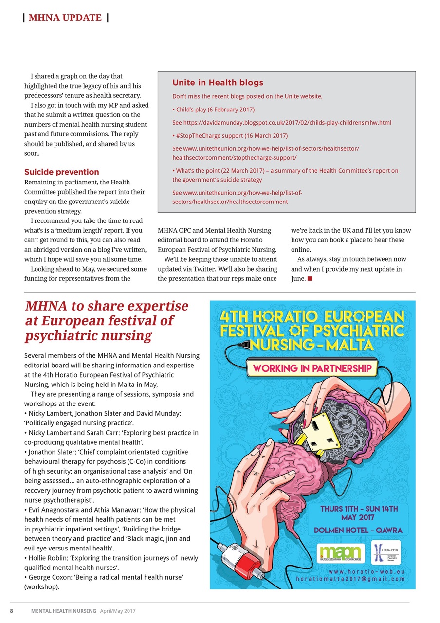 Mental Health Nursing Magazine - April/May 2017 Back Issue