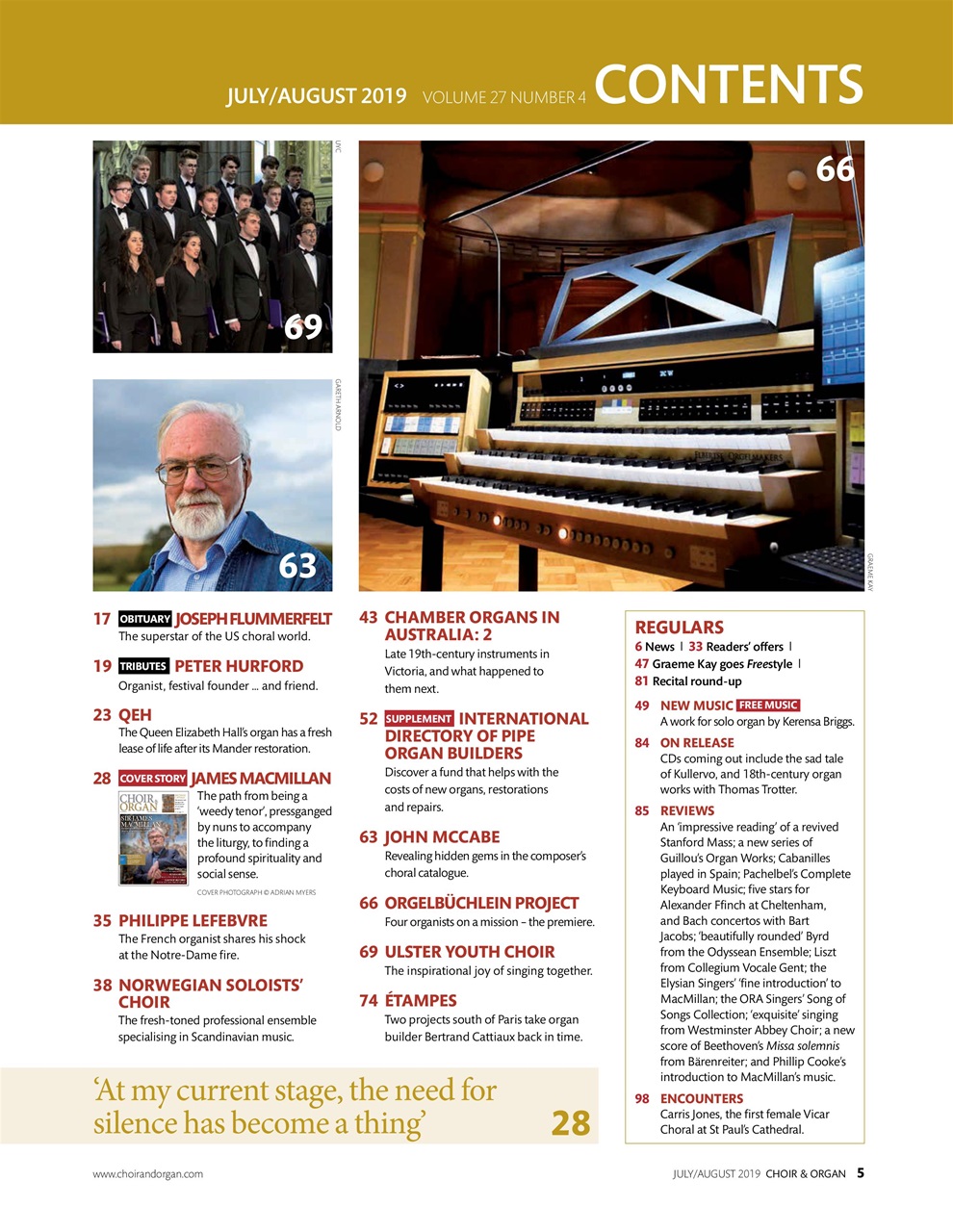 Choir & Organ Magazine - July - Aug 2019 Back Issue