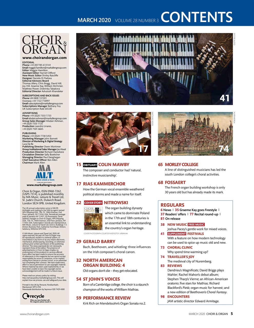 Choir & Organ Magazine - March 2020 Back Issue