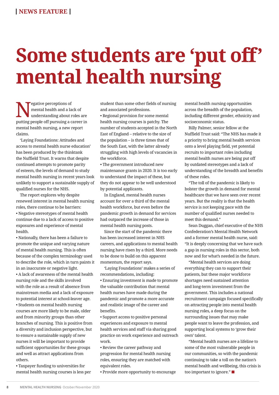 Mental Health Nursing Magazine - Oct/Nov 2020 Back Issue