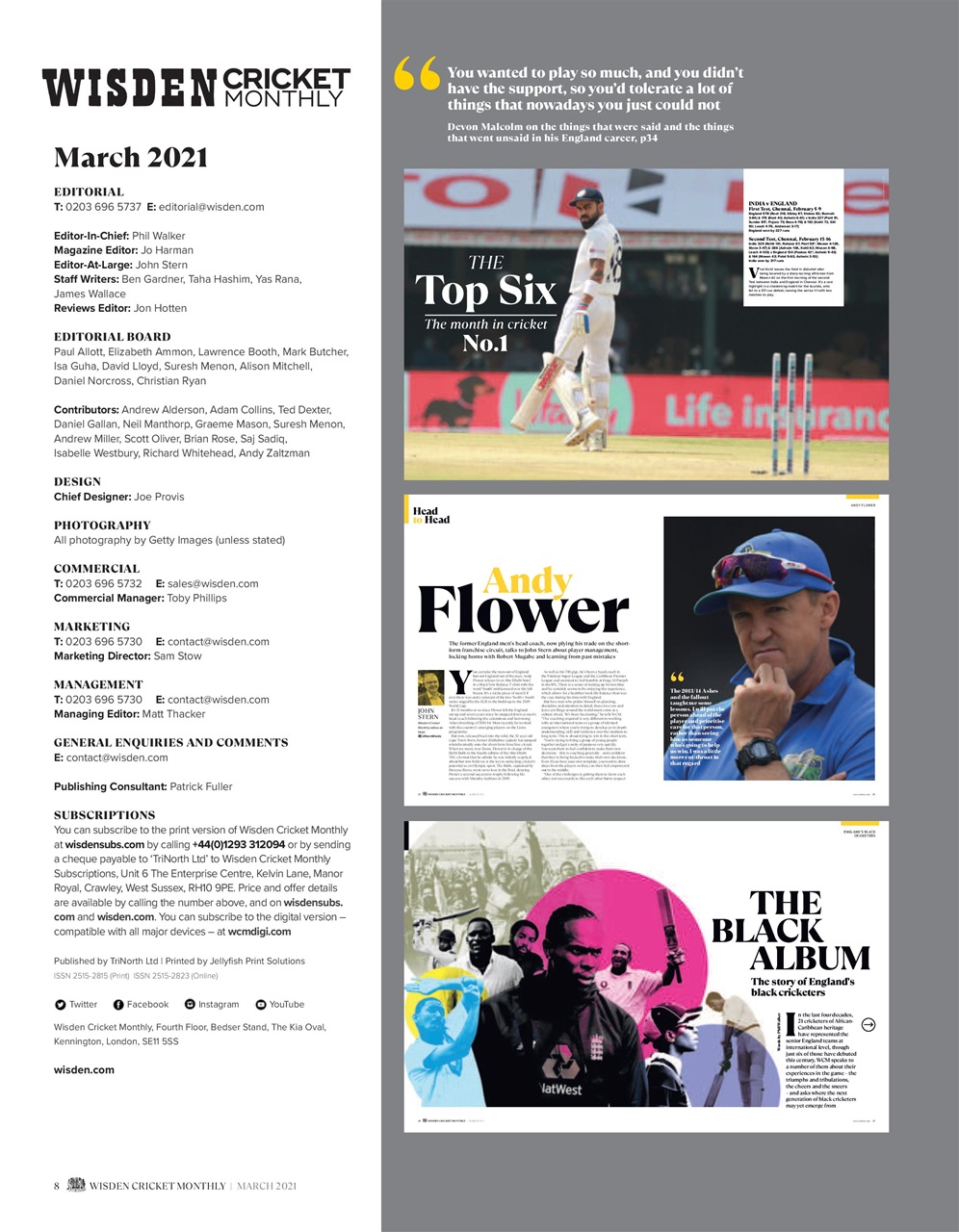 Wisden Cricket Monthly Magazine - March 2021 Back Issue