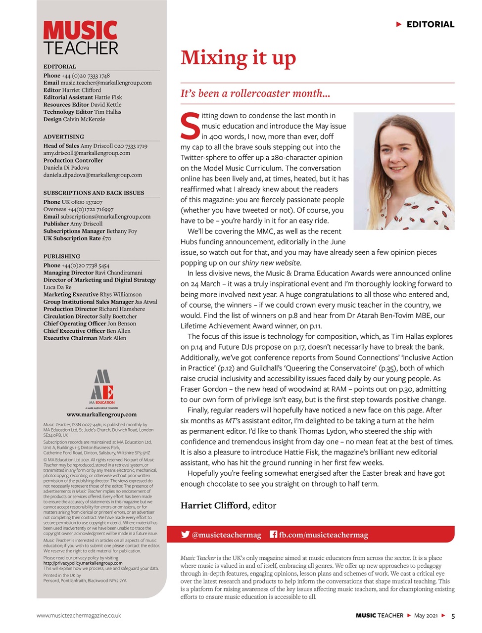 Music Teacher Magazine - May 2021 Back Issue