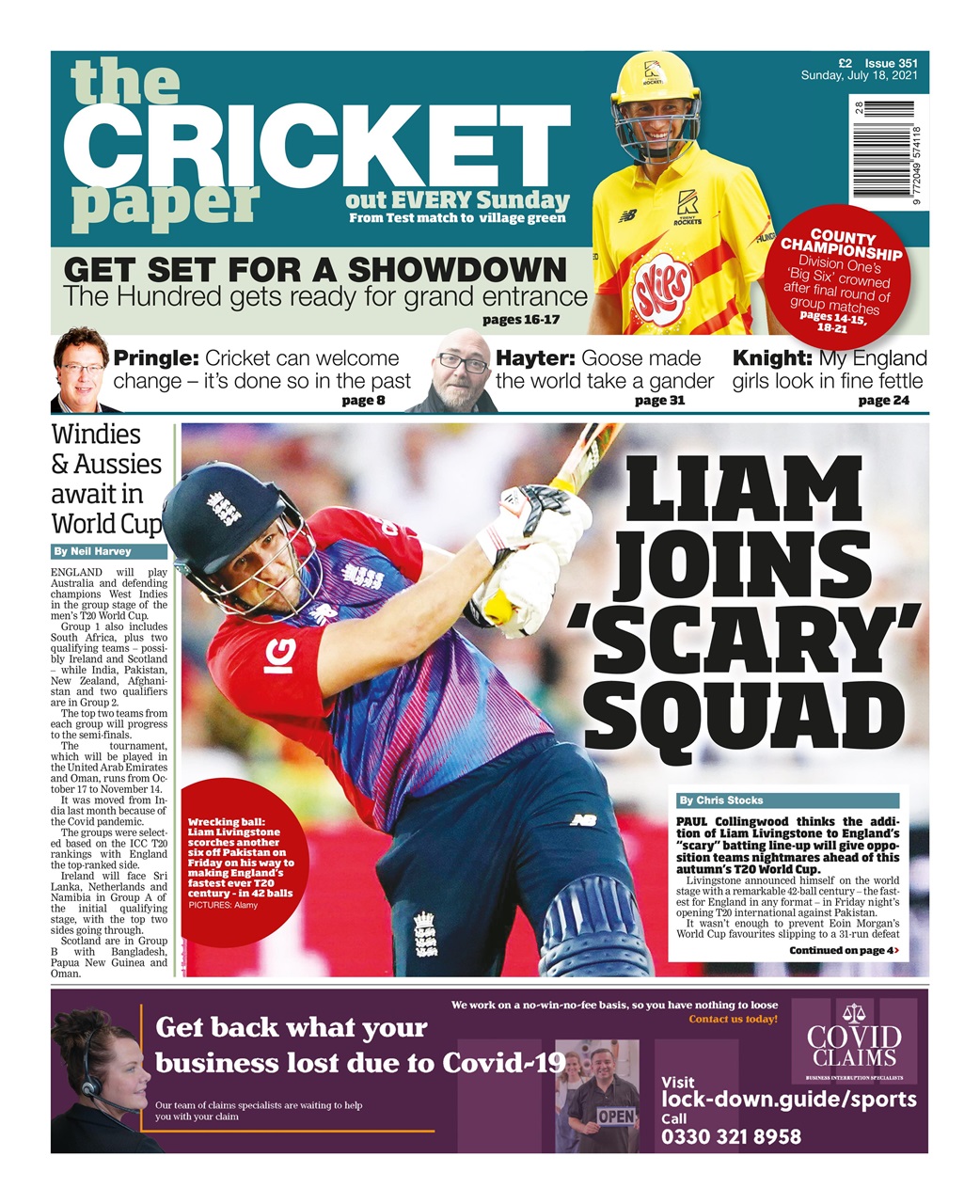 The Cricket Paper Magazine - 18th July 2021 Back Issue