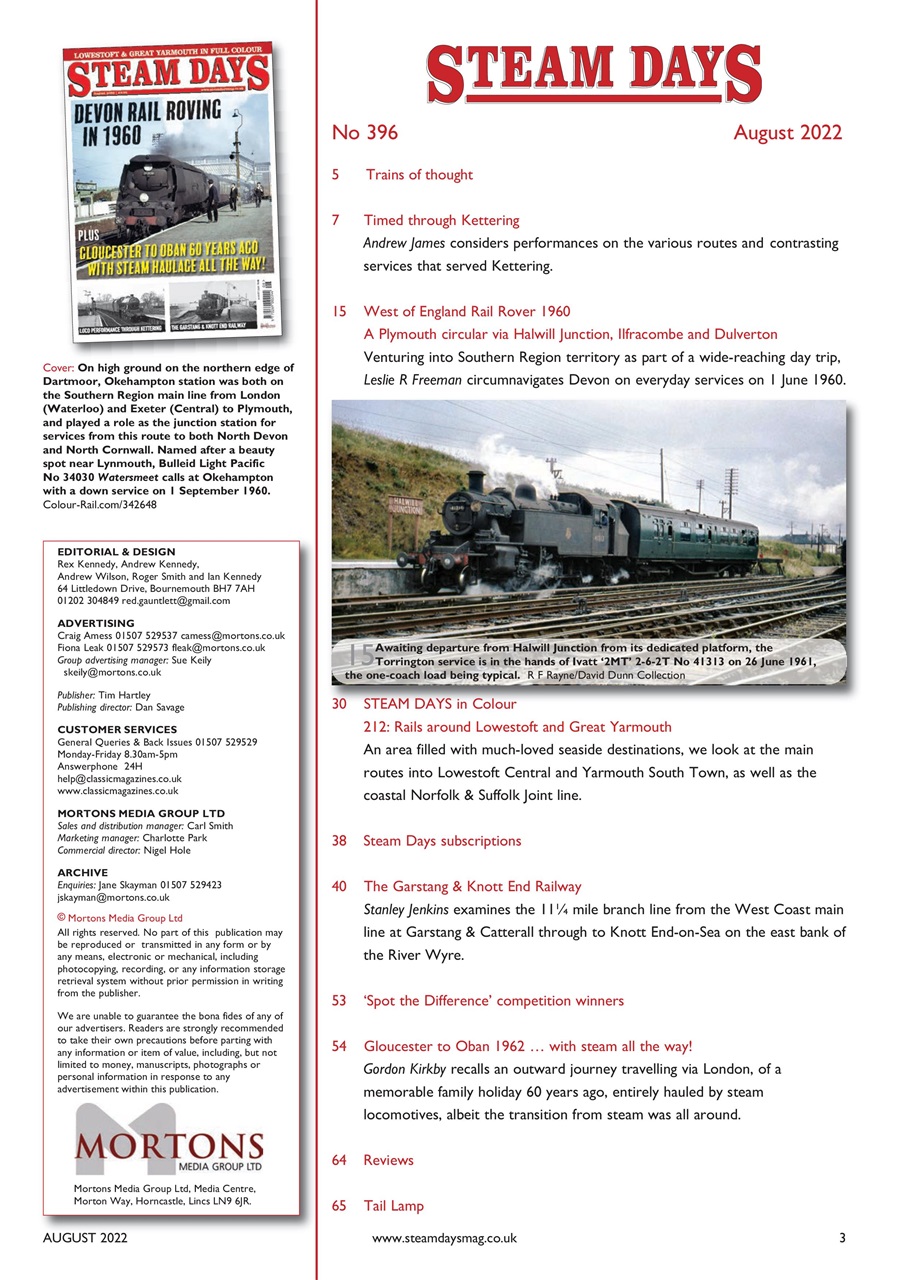 Steam Days Magazine - August 2022 Back Issue