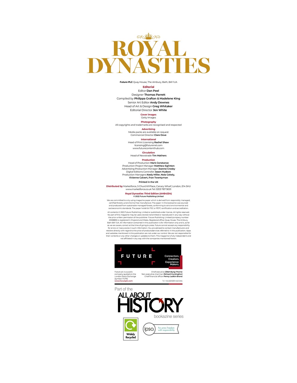The History Anthology Magazine - All About History Royal Dynasties 3rd ...