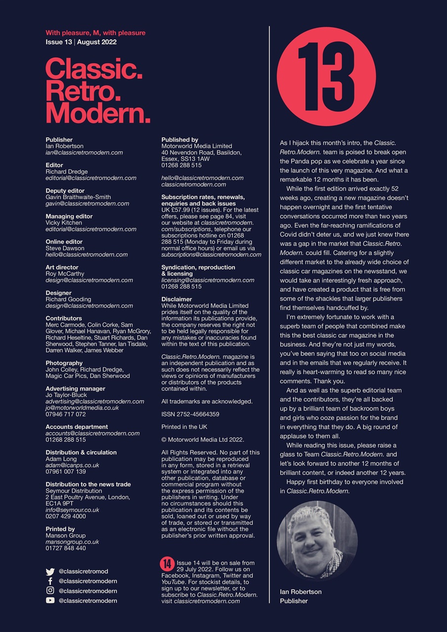 Classic Retro Modern Magazine - August 2022 Back Issue