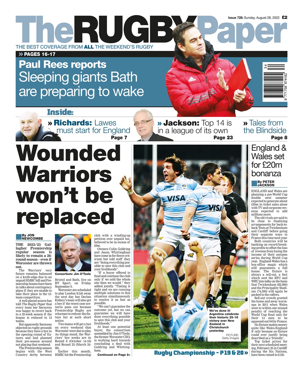 The Rugby Paper Magazine - 28 Aug 2022 Back Issue