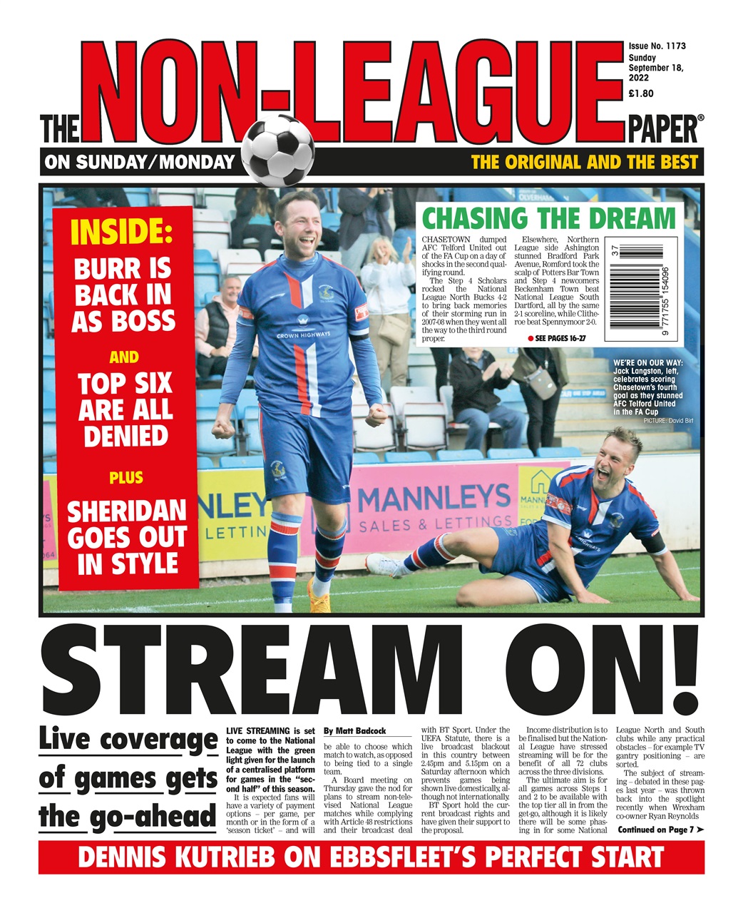 The Non-League Football Paper Magazine - 18 Sep 2022 Back Issue