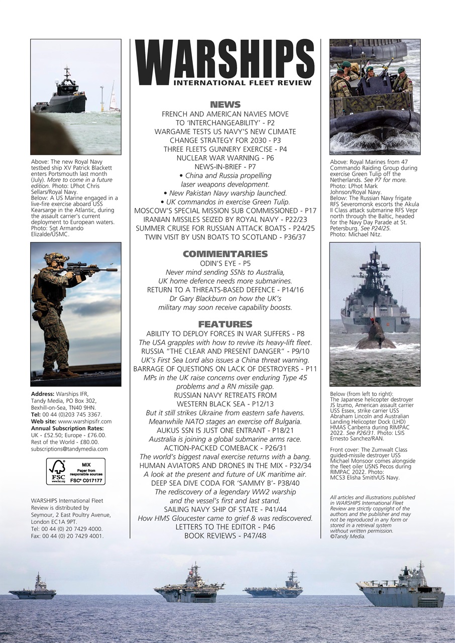 Warships International Fleet Review Magazine - September 2022 Back Issue