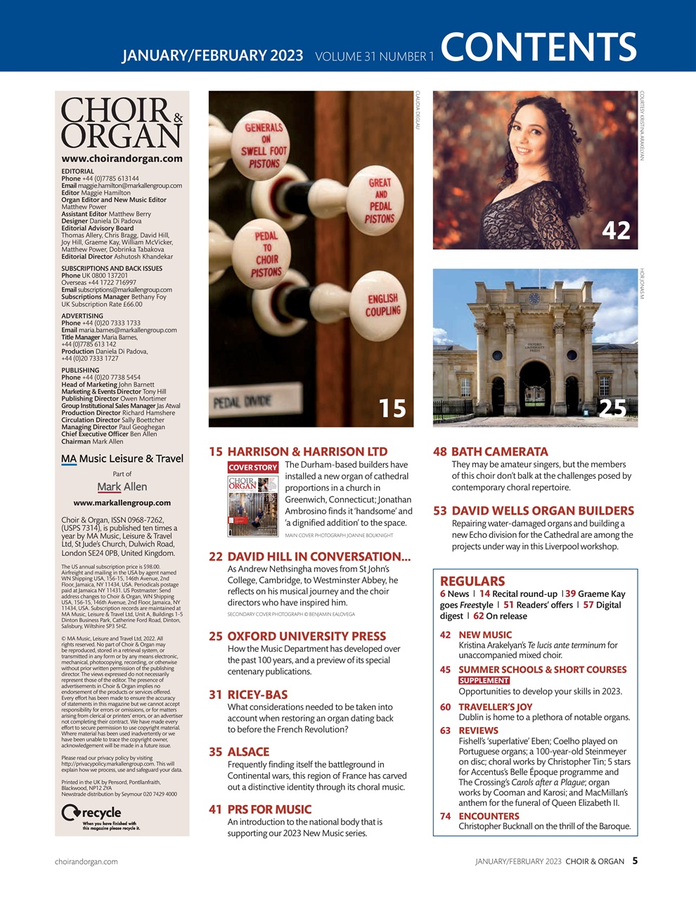 Choir & Organ Magazine - Jan/Feb 2023 Back Issue