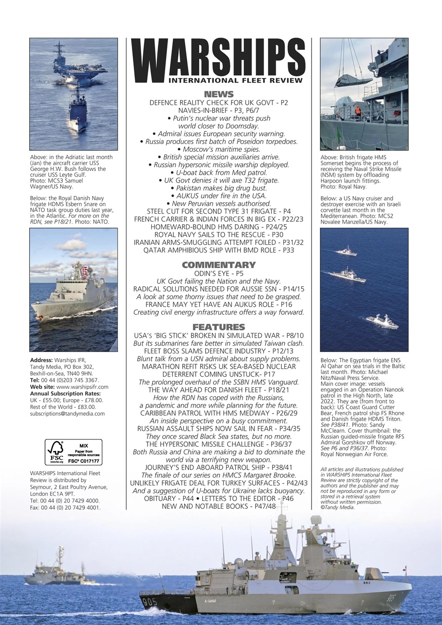 Warships International Fleet Review Magazine - March 2023 Back Issue