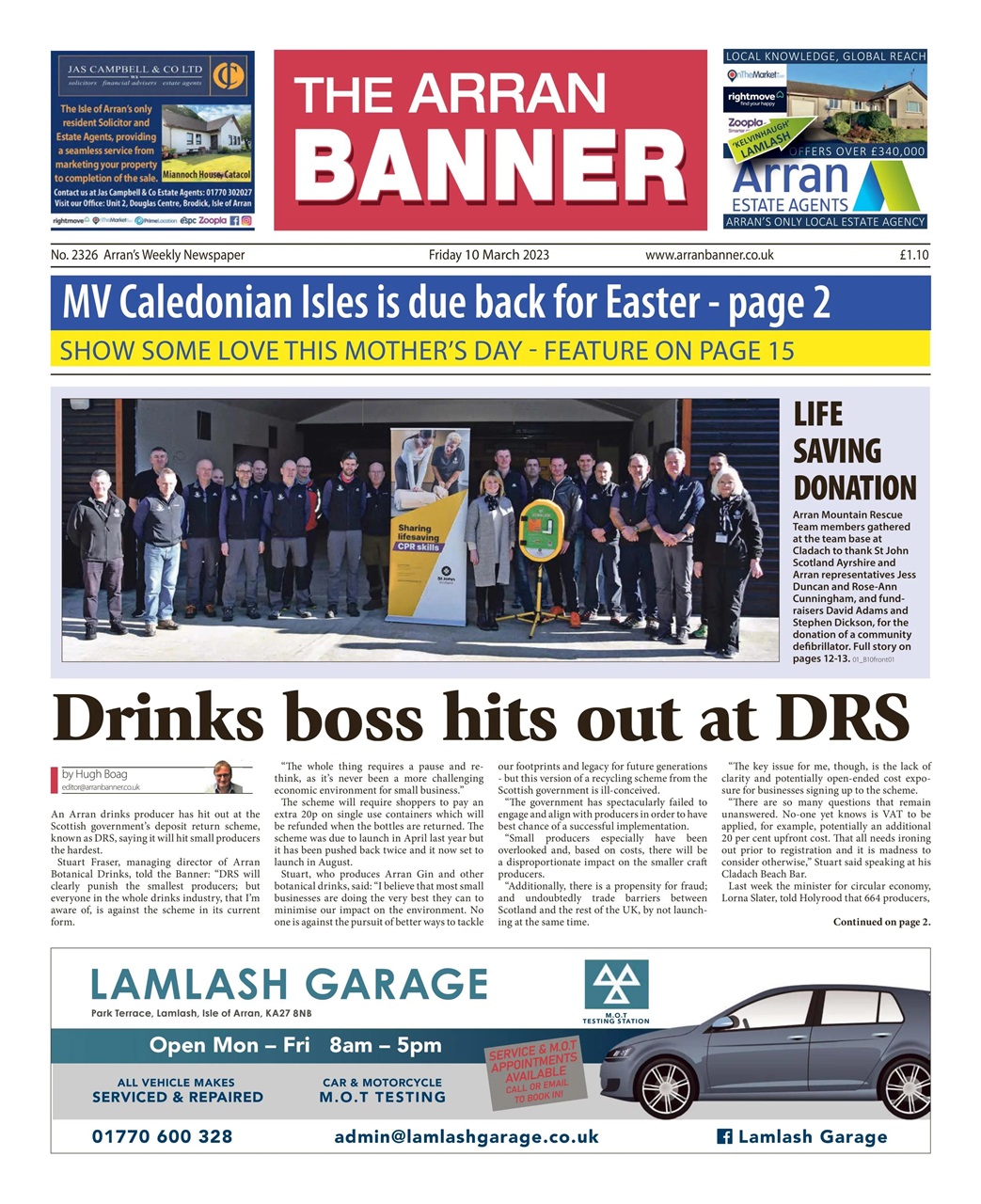 Arran Banner Magazine - 10-Mar-2023 Back Issue