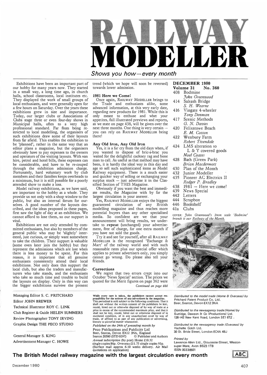 Railway Modeller Magazine - December 1980 Back Issue