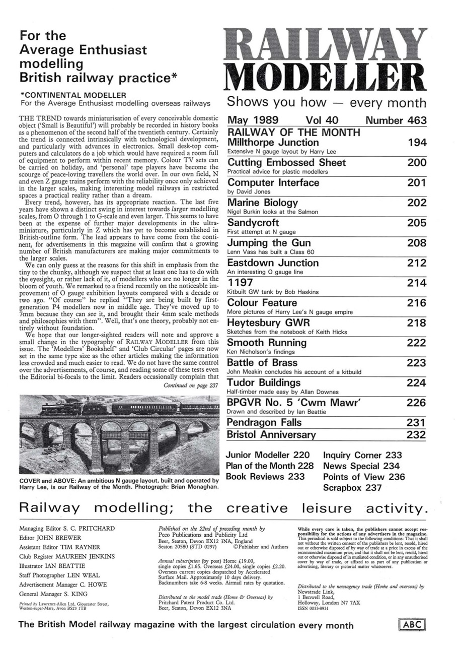 Railway Modeller Magazine - May 1989 Back Issue