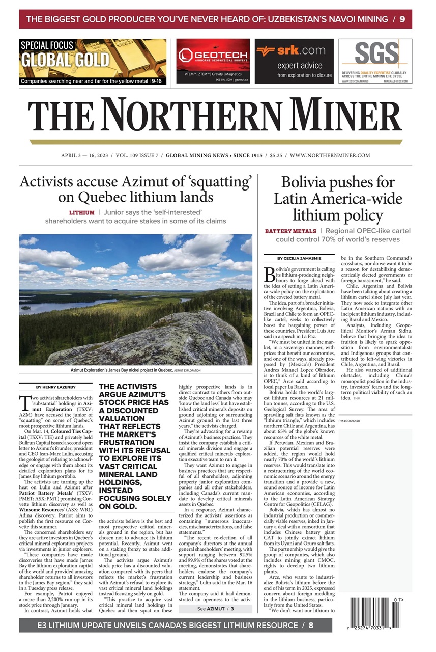 The Northern Miner Magazine - Vol. 109 No. 7 Back Issue