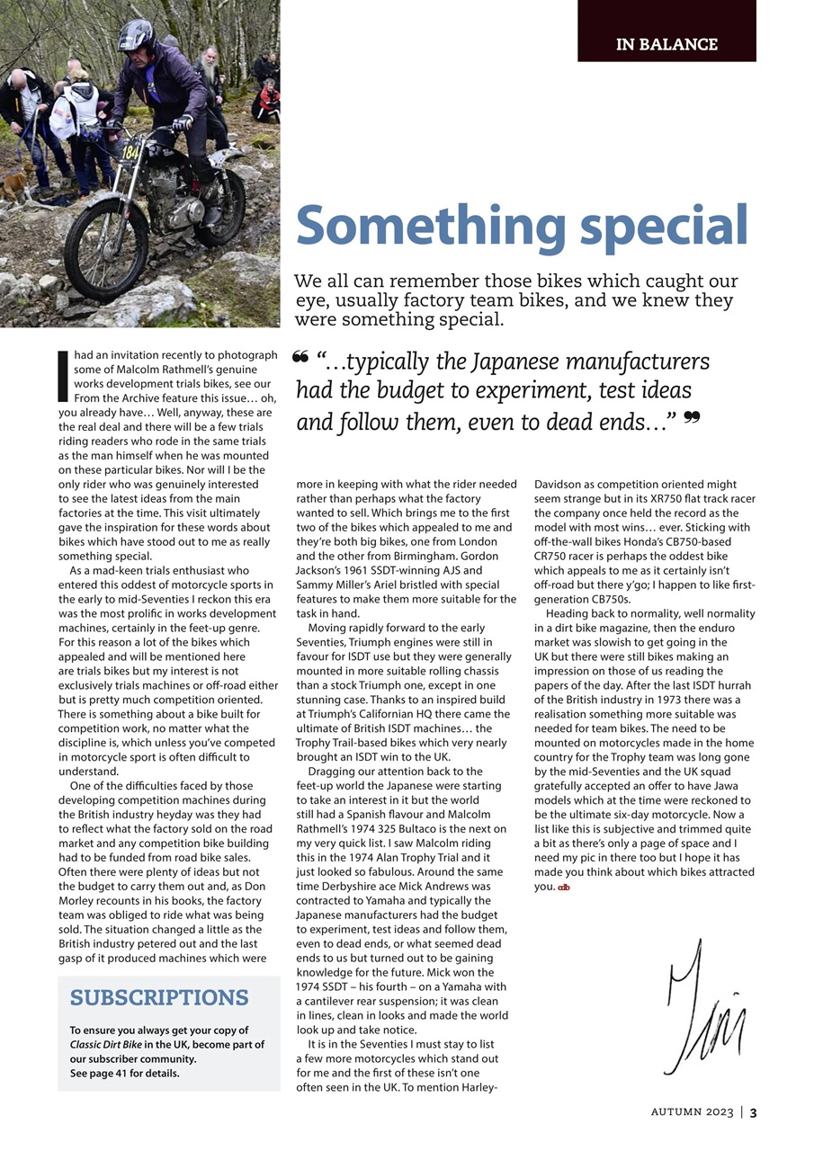 Classic Dirt Bike Magazine - Autumn 2023 Back Issue
