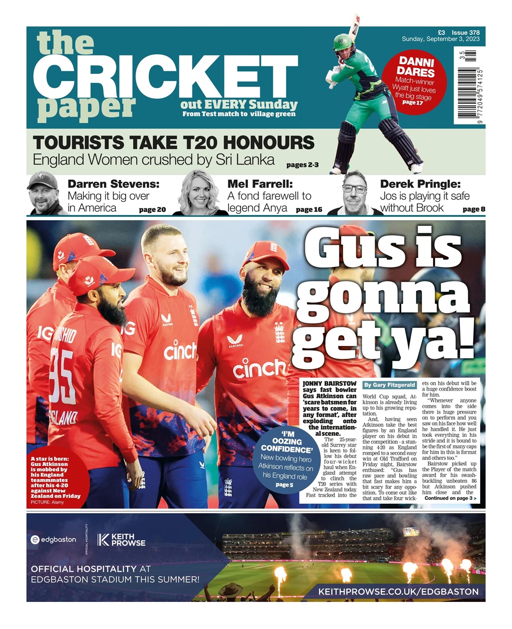 The Cricket Paper Magazine - 3rd September 2023 Back Issue
