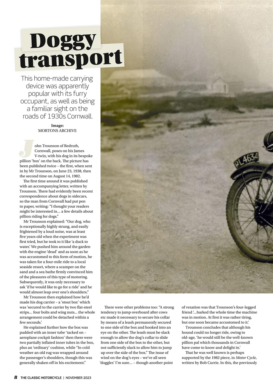 The Classic MotorCycle Magazine - November 2023 Back Issue