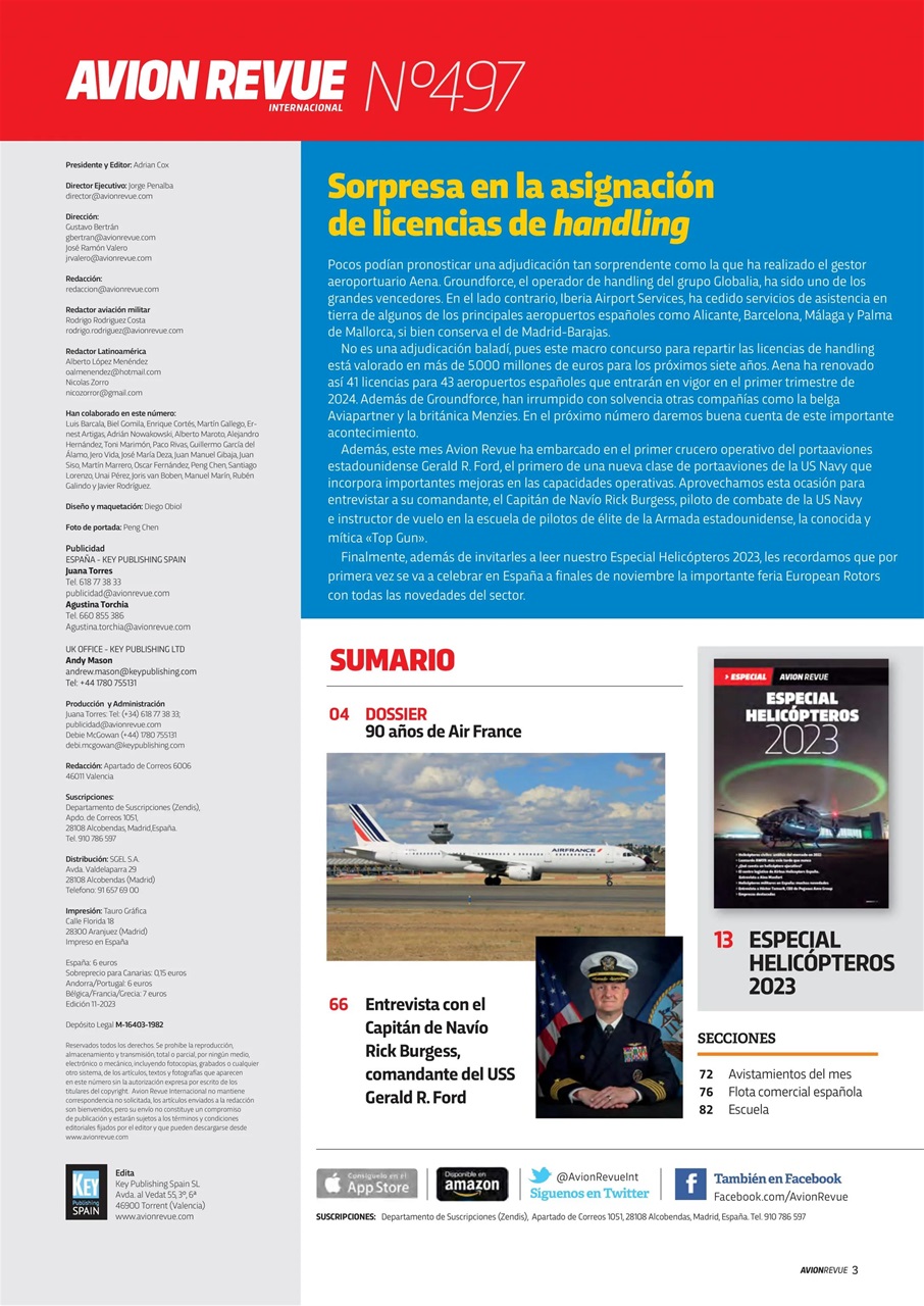 Avion Revue Internacional Magazine - Número 497 Back Issue