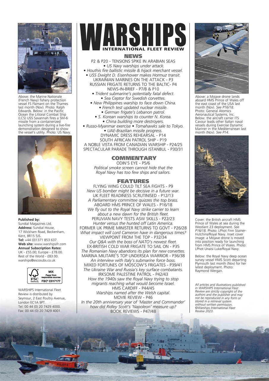 Warships International Fleet Review Magazine - January 2024 Back Issue