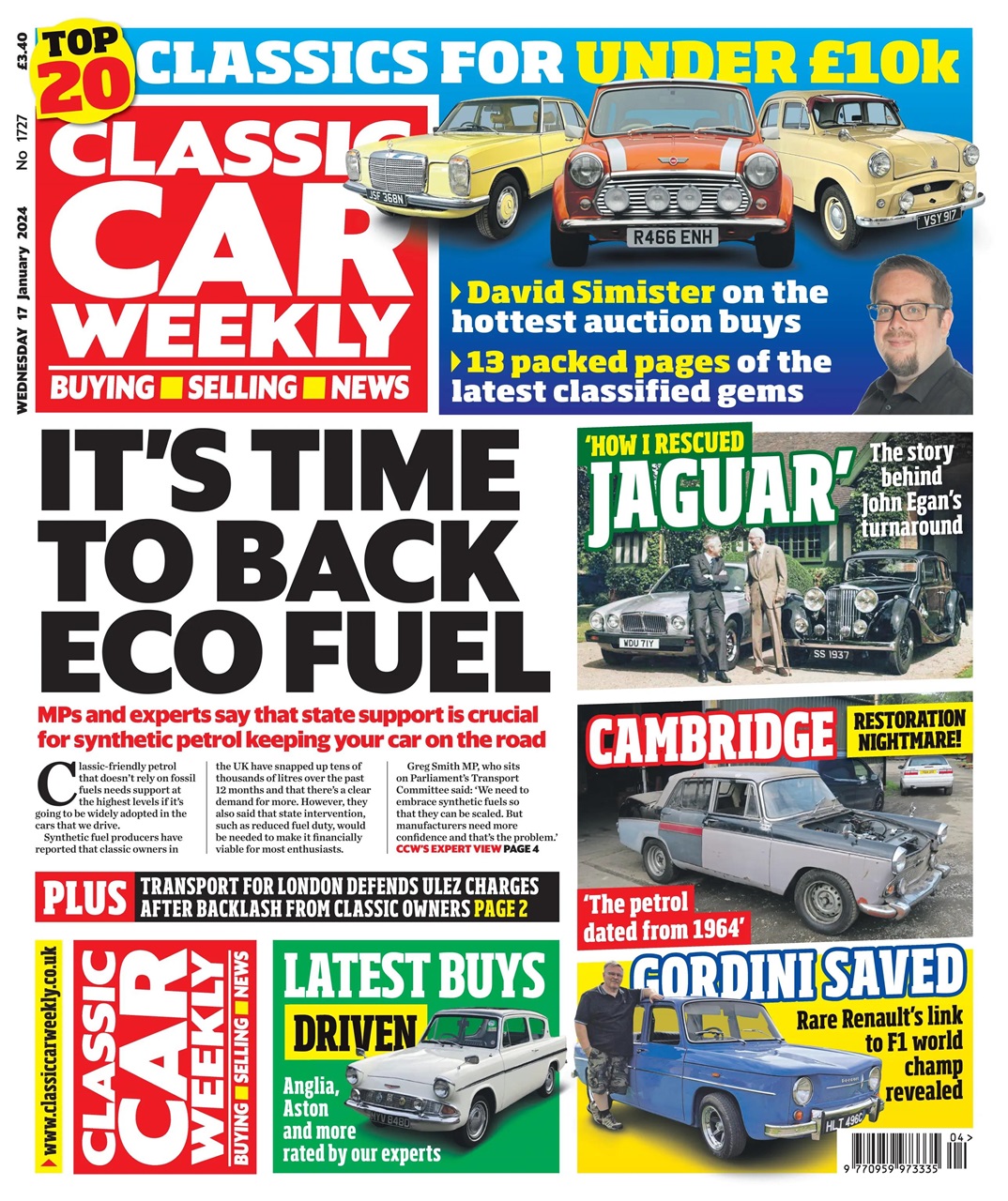 Classic Car Weekly Magazine - 17-Jan-2024 Back Issue