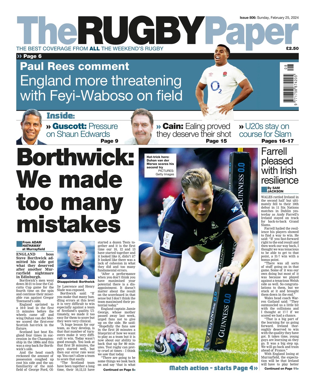 The Rugby Paper Magazine - 25th February 2024 Back Issue