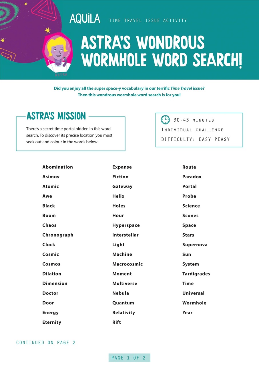 Aquila Magazine - Wondrous wormhole word search Back Issue