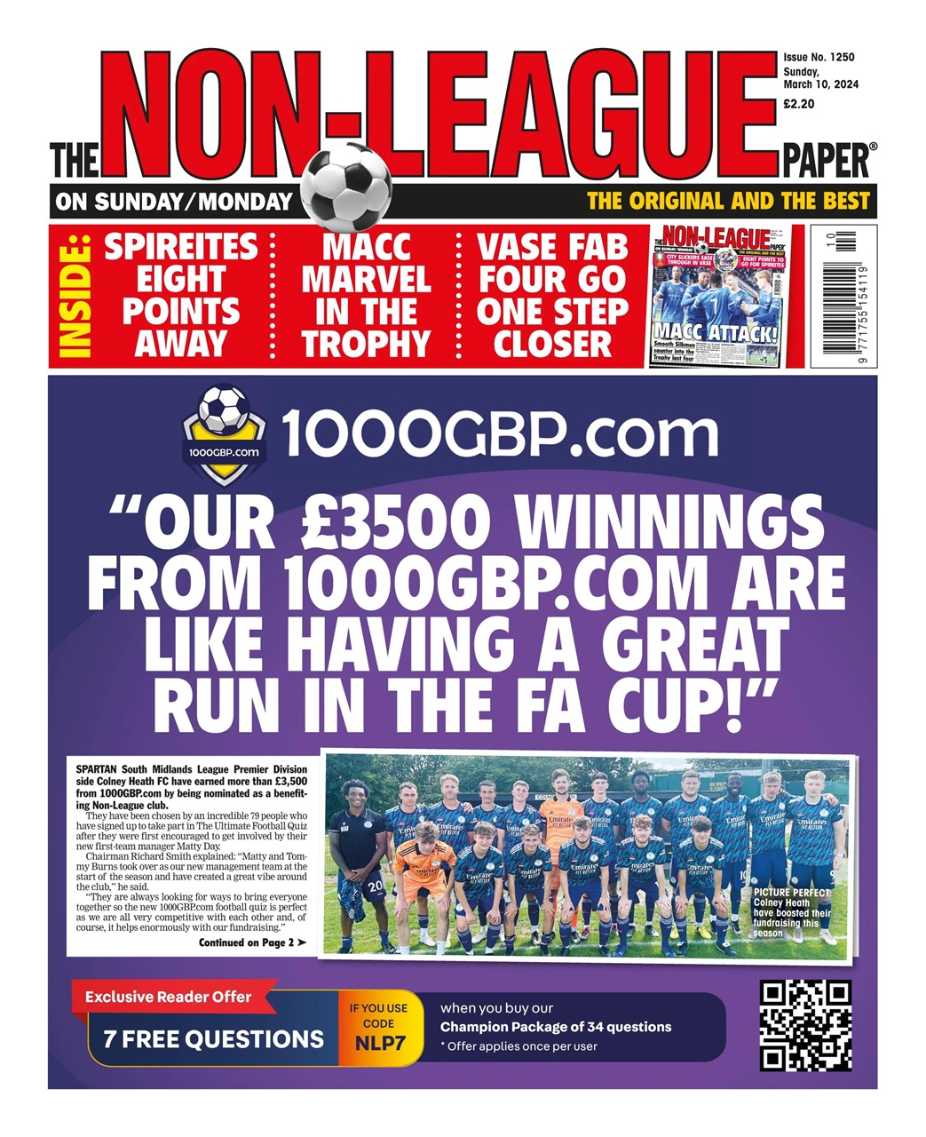 The Non-League Football Paper Magazine - 10th March 2024 Back Issue