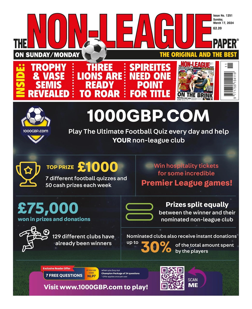 The Non-League Football Paper Magazine - 17th March 2024 Back Issue