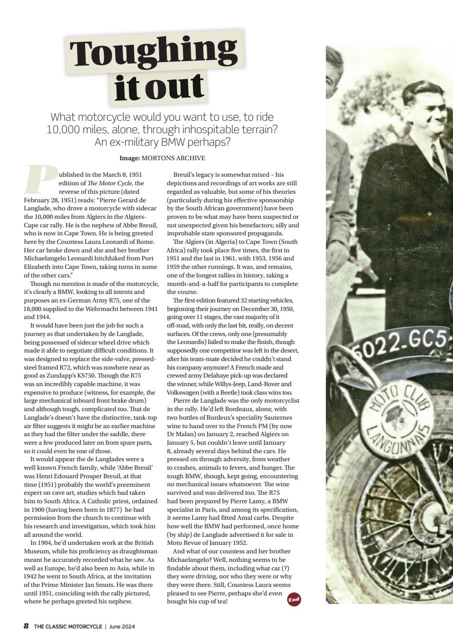 The Classic MotorCycle Magazine - June 2024 Back Issue