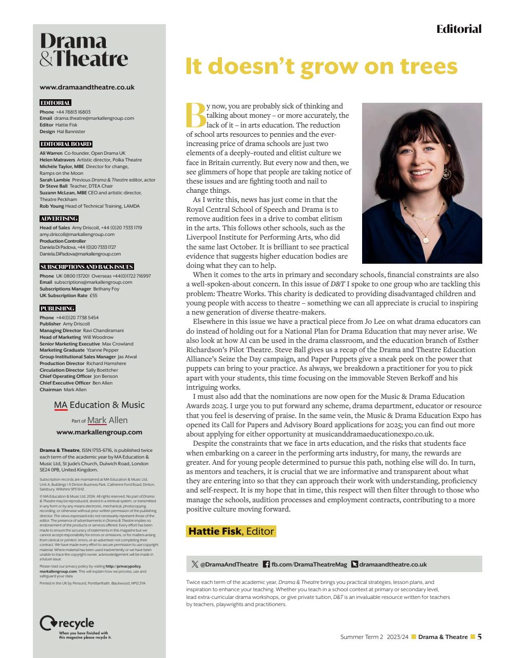 Drama and Theatre Magazine - Summer 2 Back Issue