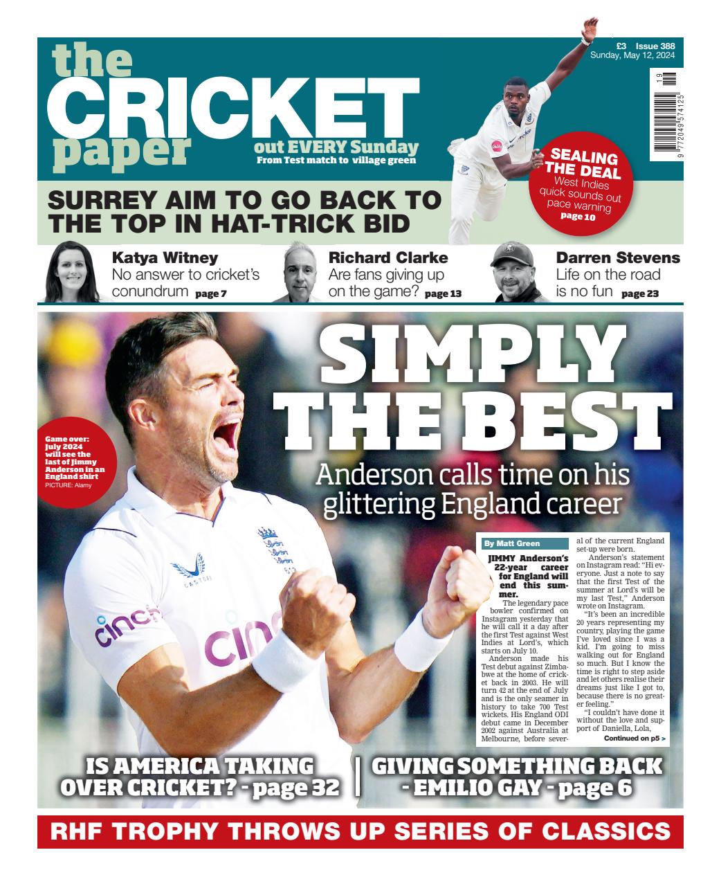 The Cricket Paper Magazine - 12th May 2024 Back Issue