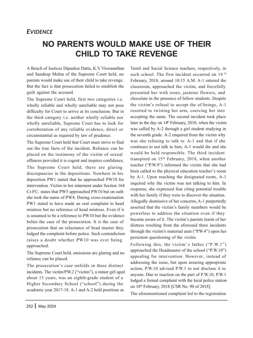 Lawteller – A Legal Awareness Magazine - May 2024 Back Issue