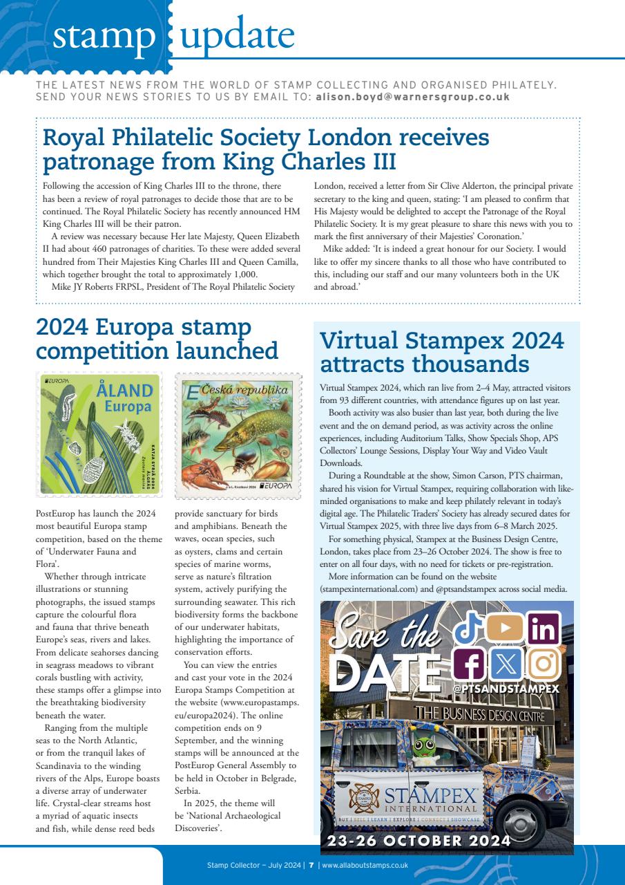 Stamp Collector Magazine Subscriptions and July 2024 Issue