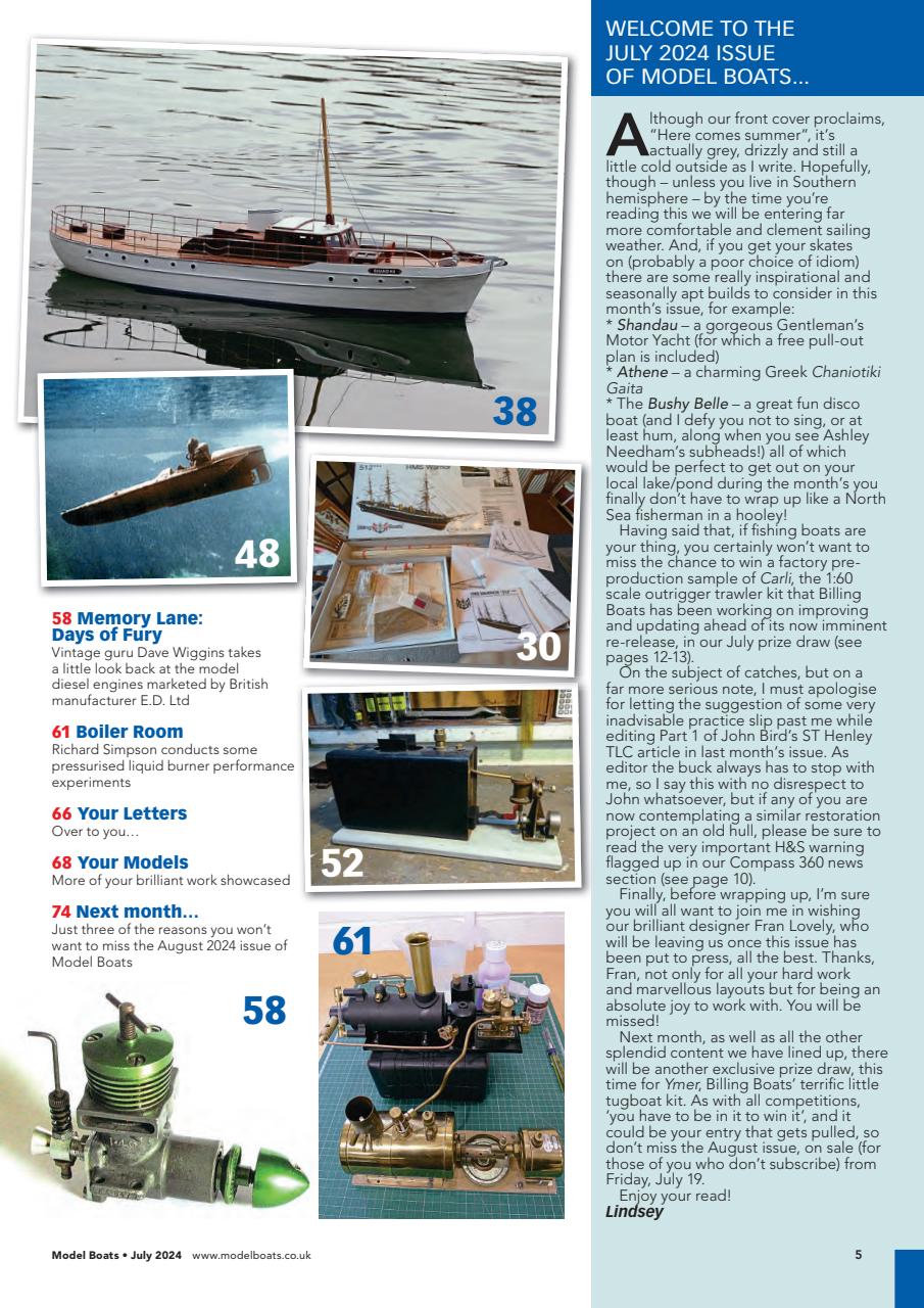Model Boats Magazine Subscriptions and July 2024 Issue