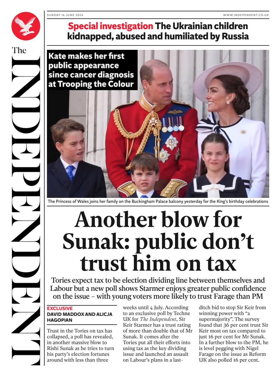 The Independent Daily Edition Newspaper - Sunday, June 16, 2024 Back Issue