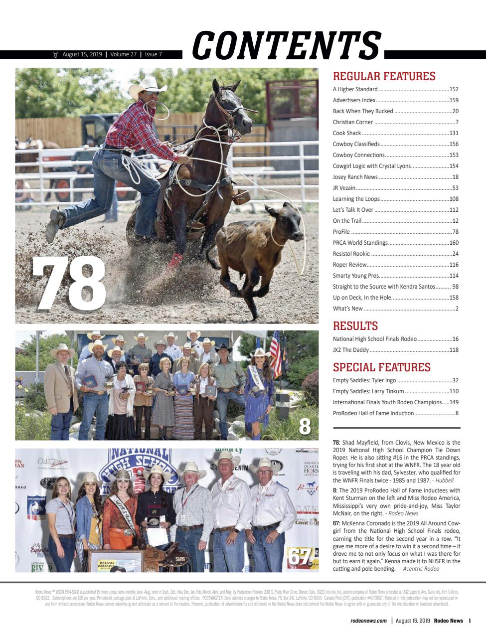 Rodeo Life Magazine - RN August 15th, 2019 Back Issue