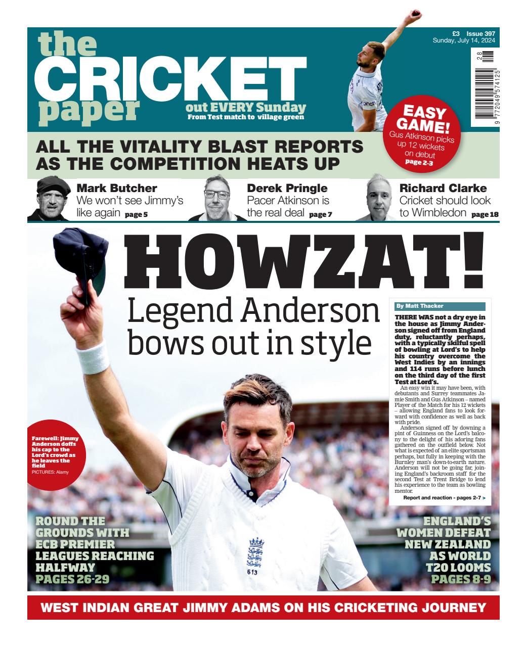 The Cricket Paper Magazine - 14th July 2024 Back Issue