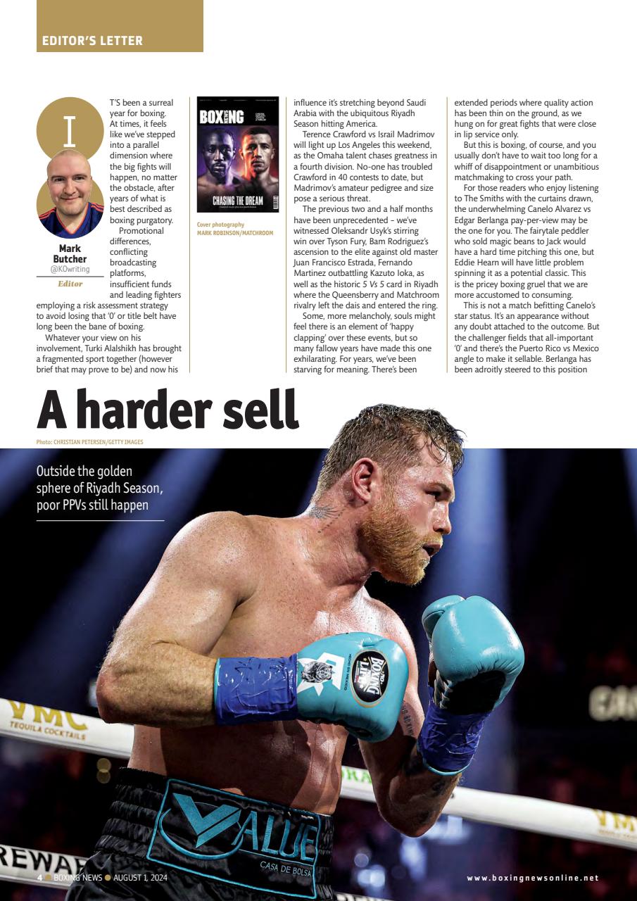 Boxing News Magazine Subscriptions and 1-Aug 2024 Issue