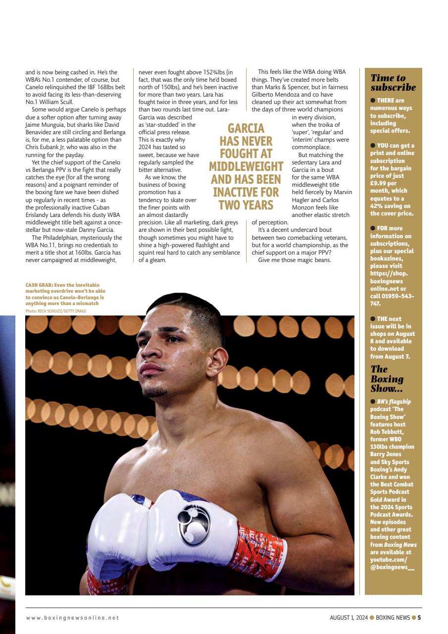 Boxing News Magazine Subscriptions and 1-Aug 2024 Issue