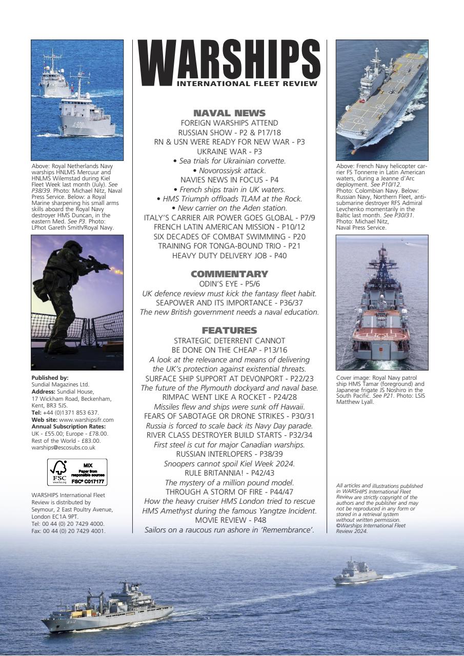 Warships International Fleet Review Magazine - September 2024 Back Issue