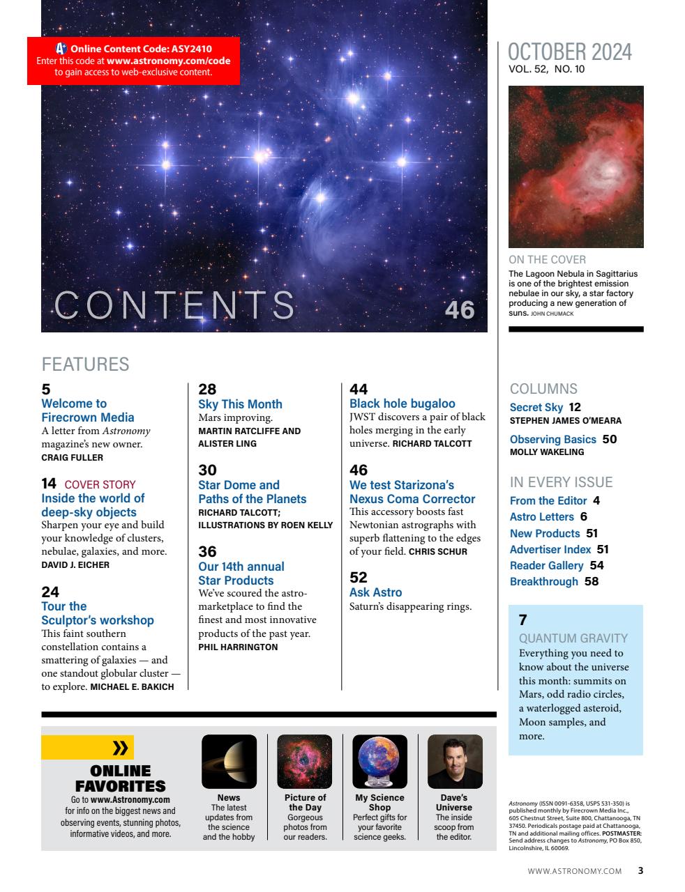 Astronomy Magazine Subscriptions and October 2024 Issue