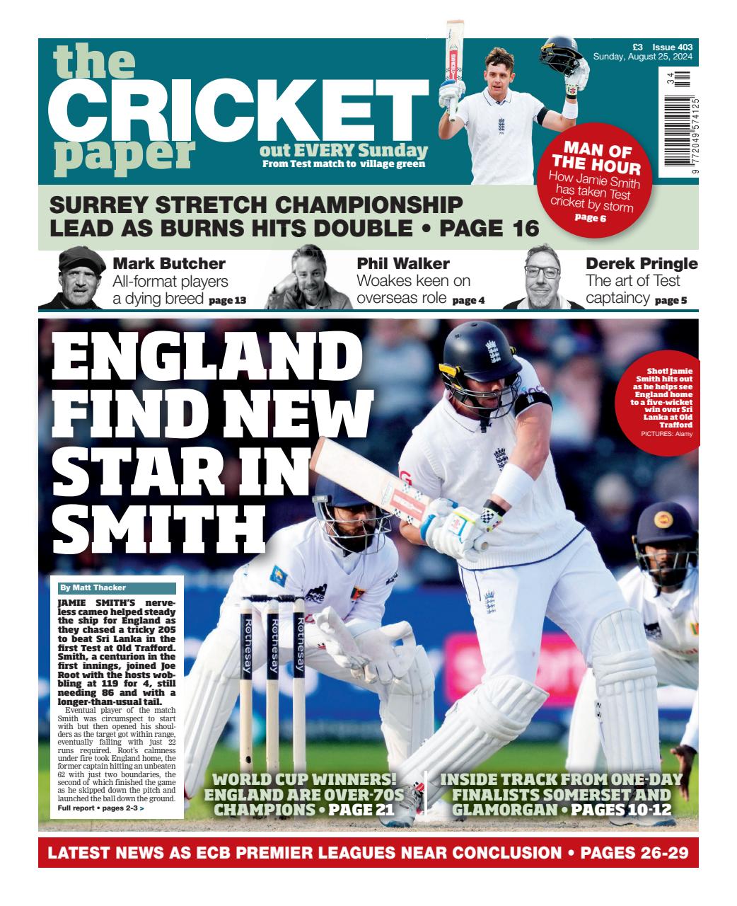 The Cricket Paper Magazine - 25th August 2024 Back Issue