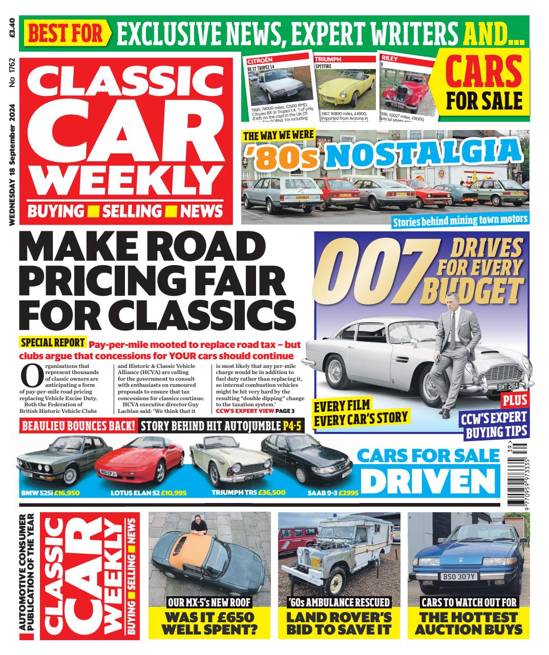 Classic Car Weekly Magazine - 18-Sep-2024 Back Issue