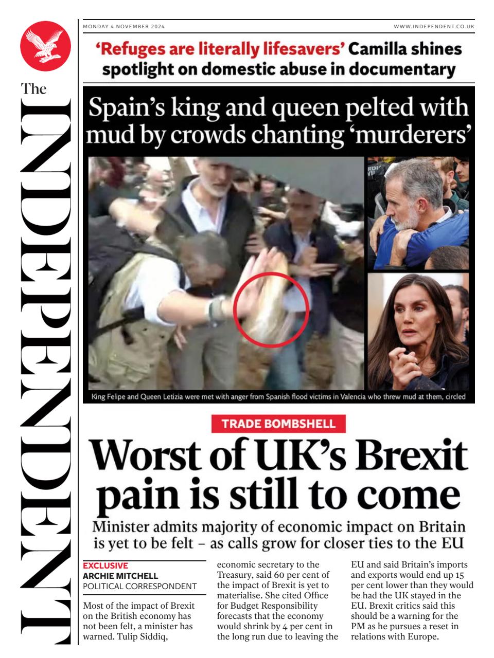 The Independent Daily Edition Newspaper - Monday, 04 November 2024 Back ...