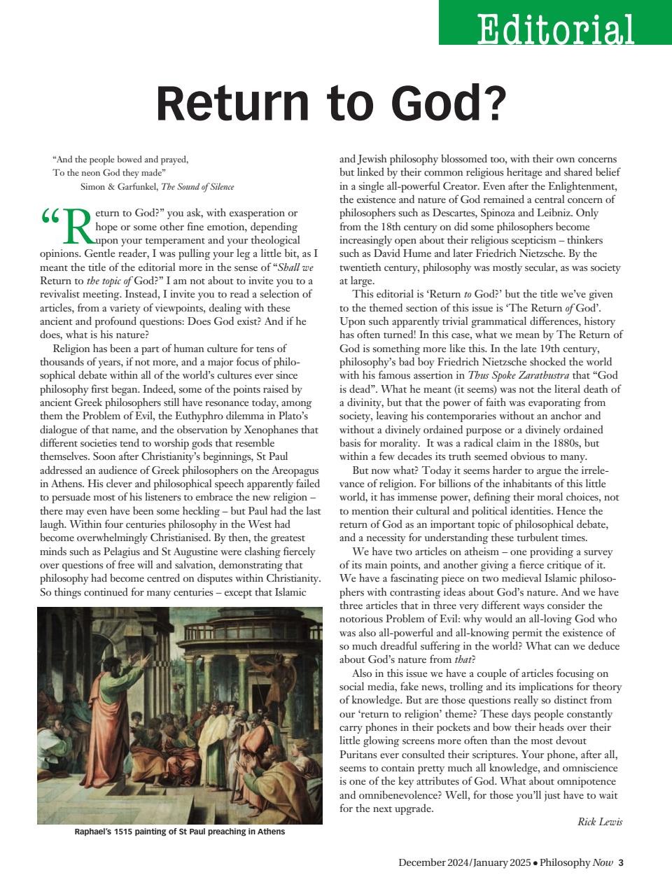 Philosophy Now Magazine Subscriptions and December 2024 / January 2025 ...