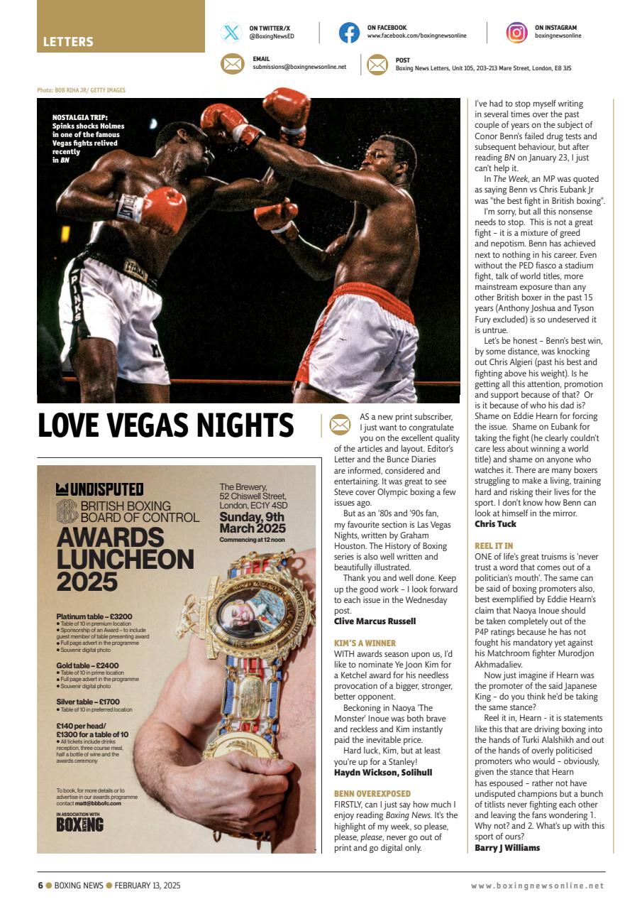 Boxing News Magazine Subscriptions and February 13 2025 Issue