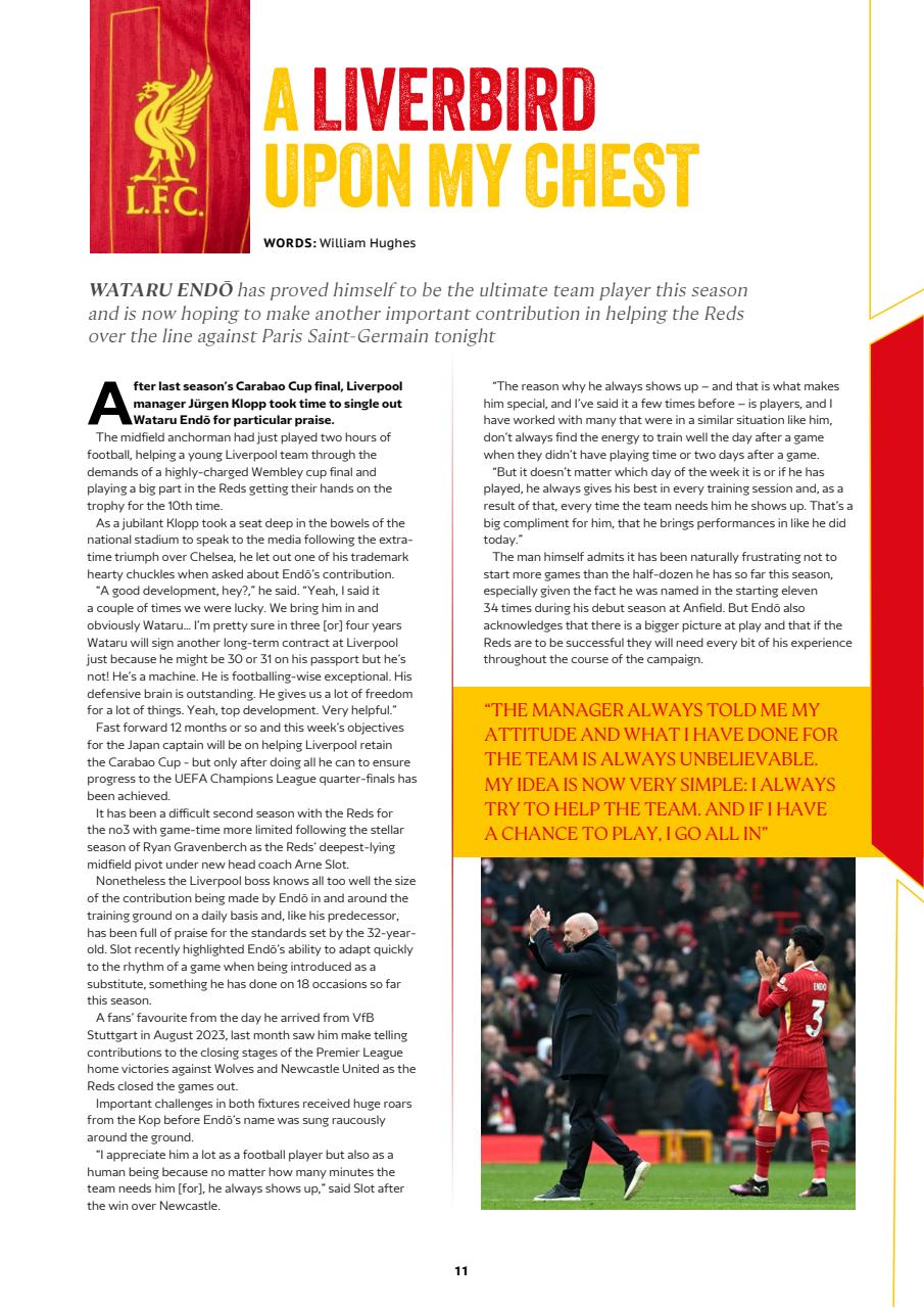 Liverpool FC Programmes - vs PSG UCL 24/25 Back Issue