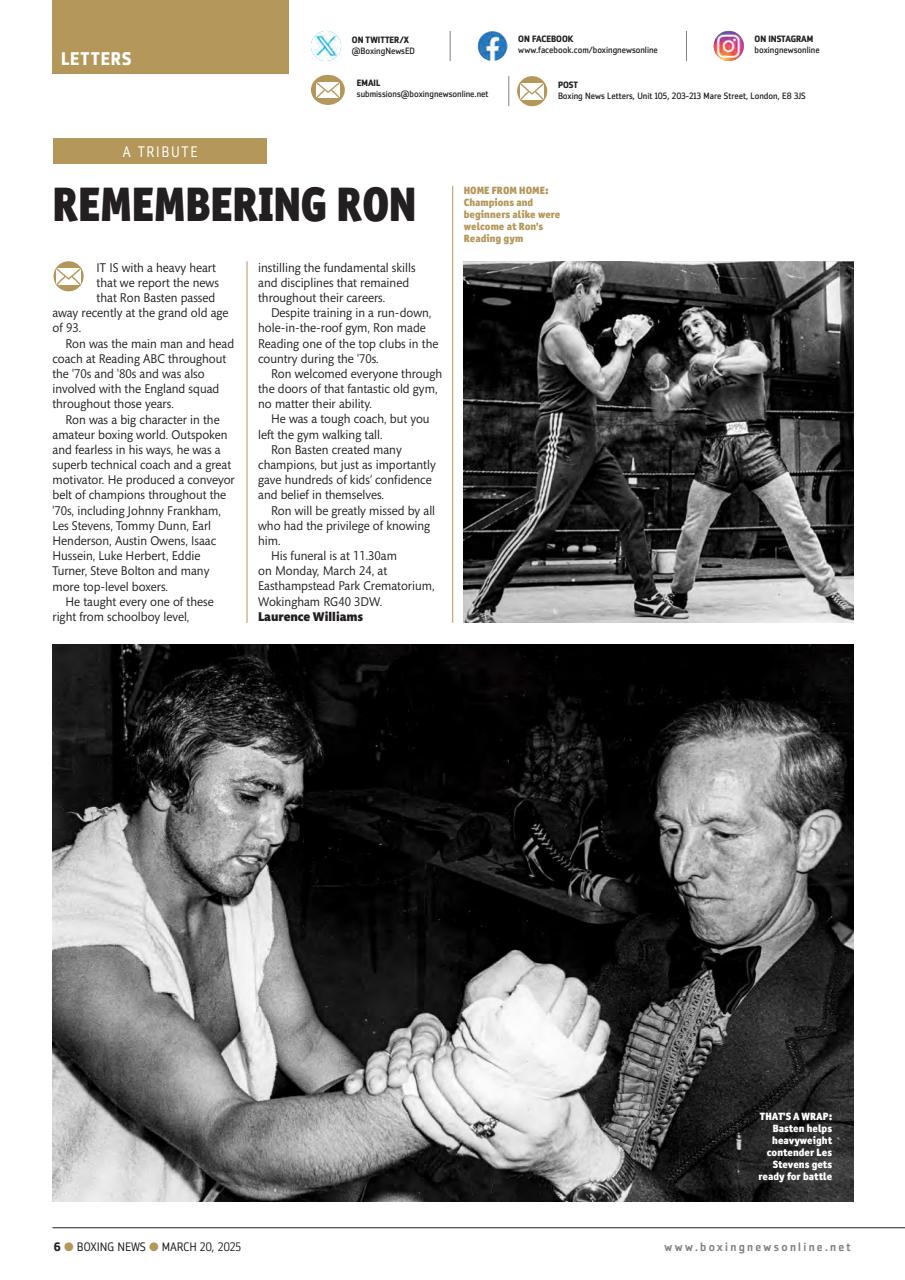 Boxing News Magazine Subscriptions and March 20 2025 Issue